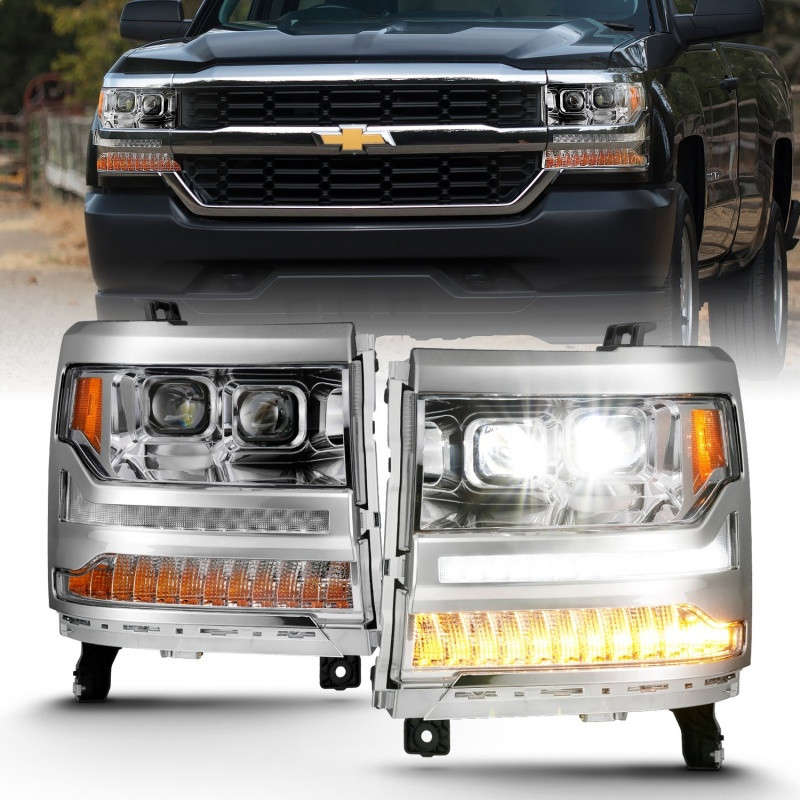 Anzo 111421-ANZO LED Projector Headlights | Chrome w/Amber | 16-18 ...