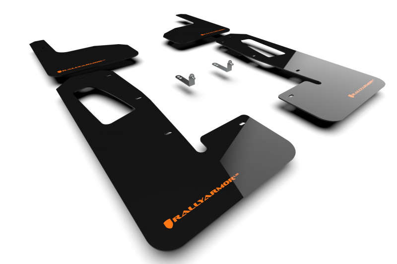 Rally Armor MF18-UR-BLK/TS-RAL UR Black Mud Flap | Light Orange Logo ...