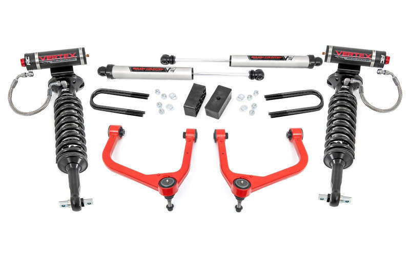 Rough Country 28857RED-RC 3.5" Lift Kit | Mono Leaf Rear | Vertex Coilovers & V2 Rear Shocks (19 ...
