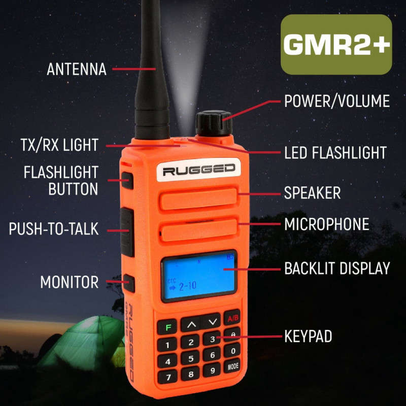 Rugged Radios GMR2-PLUS-ORN-RRADIO Rugged Gmr2 Plus Gmrs and Frs Two ...
