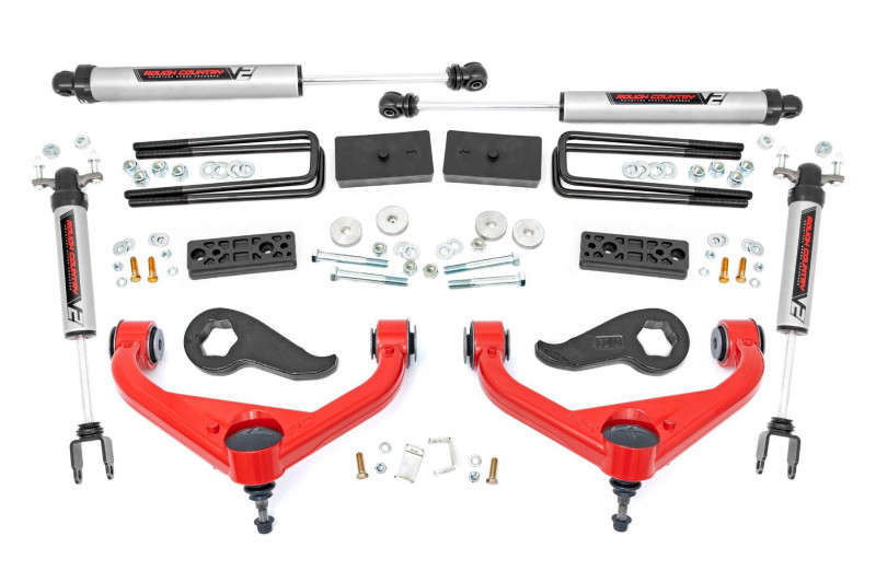 Rough Country 97770RED-RC 3" Lift Kit | Red UCA's | W/ Factory Rear ...