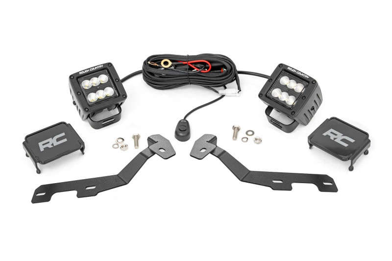 Rough Country 82291-RC LED Ditch Light Kit | 2" | Black Series W/ Flood ...