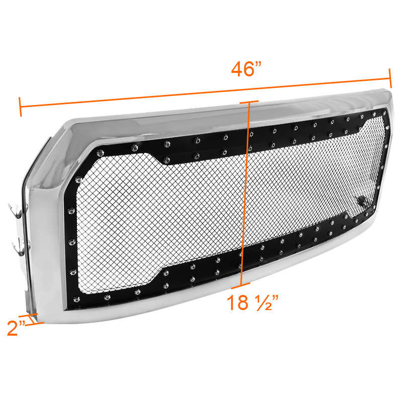 Spec-D Tuning HG-F15015SS-SPECD ABS Rivet Style Grille | Stainless ...