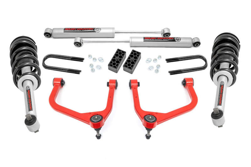 Rough Country 28231RED_A-RC 3.5 Inch Lift Kit | N3 Struts | Rear Mono Leaf | Red (2025 Chevy ...