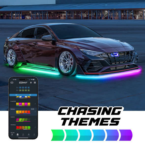 XKGlow MX-CAR-ADV XKmax LED Underglow Light Kit with RGBW Color Chasing | App-controlled ...