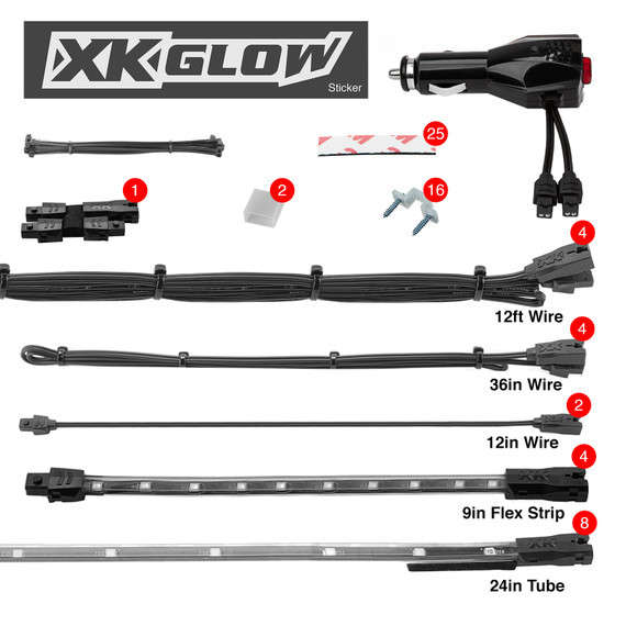 XKGlow XK041005-G Interior + Underglow LED Accent Light Kit | 12 Piece ...