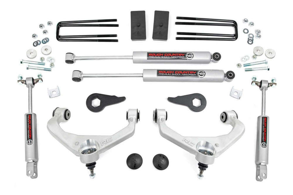 Rough Country 95920-RC 3.5" Lift Kit | N3 Shocks | No Rear Overload Springs (11-19 Chevy ...