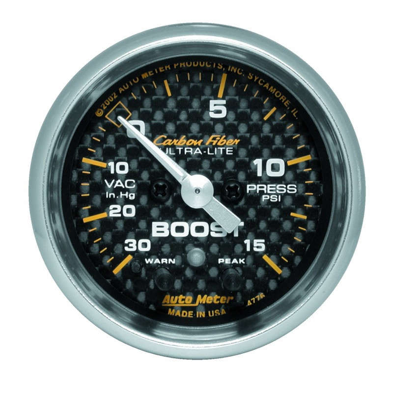 Autometer 4776-AM Carbon Fiber 52mm 15 PSI Electronic Boost Gauge ...