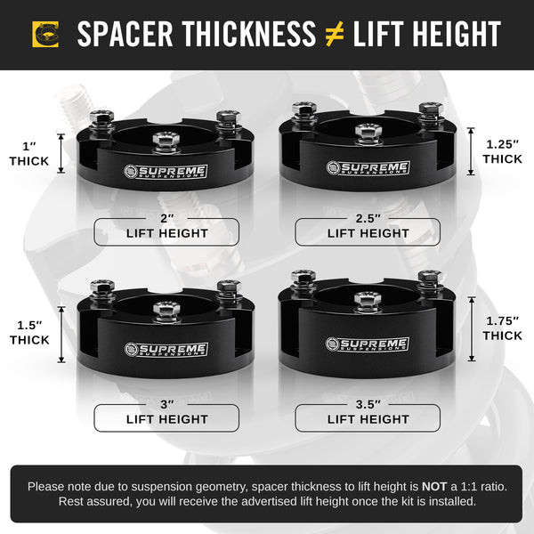 Supreme Suspensions SS-TY4R03FL2500 2.5" PRO Billet Strut Spacers | 03 ...