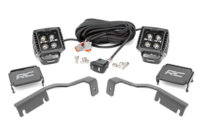 Rough Country 71066-RC LED Ditch Light Kit | Black Series | White DRL ...