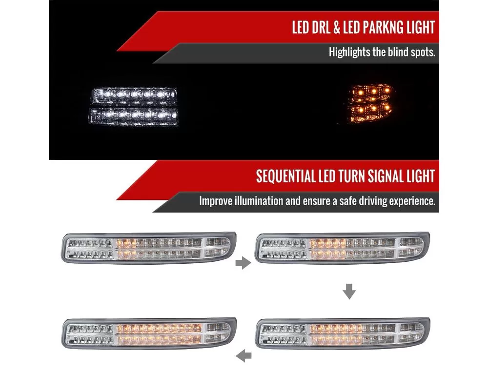 Spec-D Tuning LB-GMC99CLED-SQ-TM-SPECD Spec-D Bumper Lights w ...