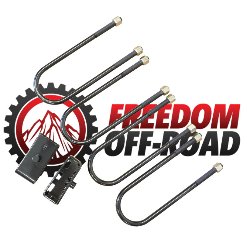 Freedom Offroad FO-D30120+FO-D404-FREE 2" Rear Lift Blocks w/ Extended ...