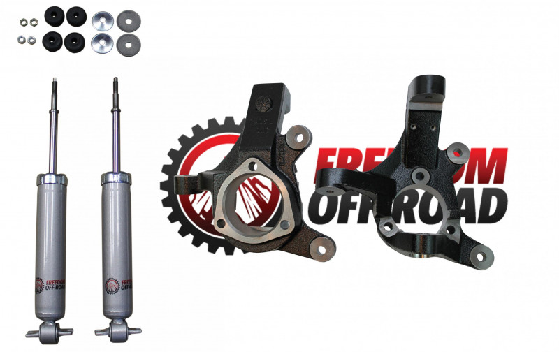 Freedom Offroad FO-G701F30+FO-G301-RWDF-FREE 3" Front Lift Spindles and ...