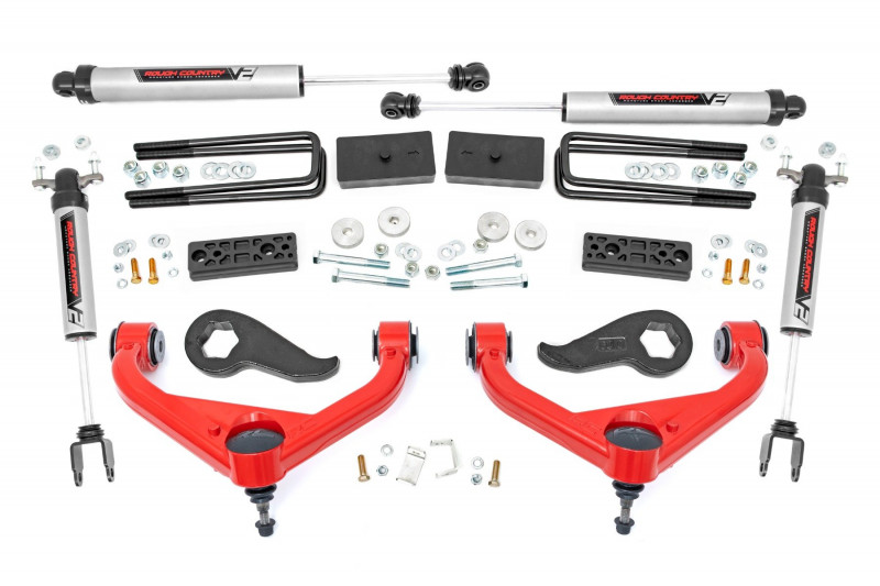 Rough Country 97770RED-RC 3" Lift Kit | Red UCA's | W/ Factory Rear ...