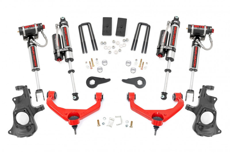 Rough Country 97650RED-RC 3.5" Knuckle Lift Kit | Red UCA's | W/ Factory Rear Overload Springs ...