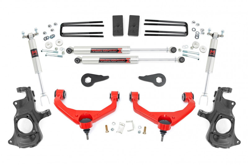 Rough Country 97640RED-RC 3.5" Knuckle Lift Kit | Red UCA's | W/ Factory Rear Overload Springs ...