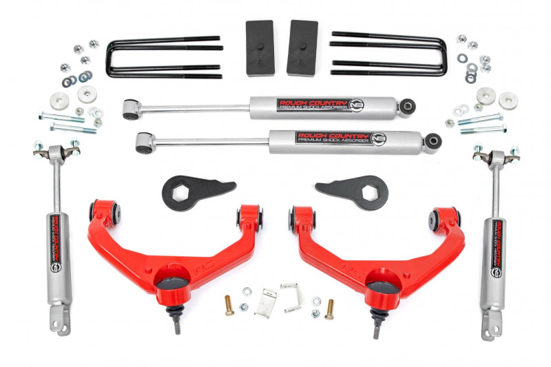 Rough Country 97530RED-RC 3.5" Lift Kit | Red UCA's | W/ Factory Rear ...