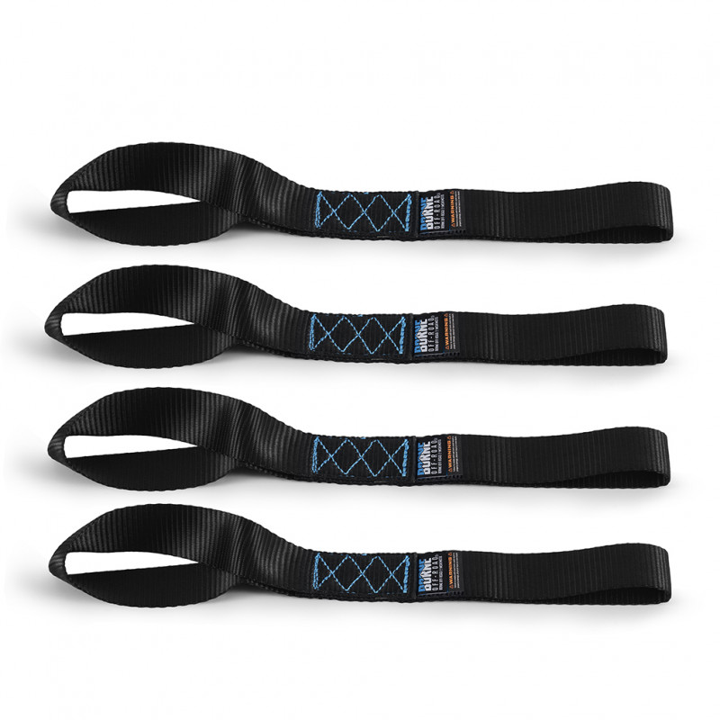 Borne Off-Road BNRTC-SLP-4BK-BNOR Soft Loop Tie Down Straps | 4 Pack | Black | TrailBuilt Off-Road