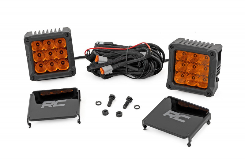 Rough Country 70905ADRL-RC 4 Inch Chrome Series LED Amber Light Pods ...