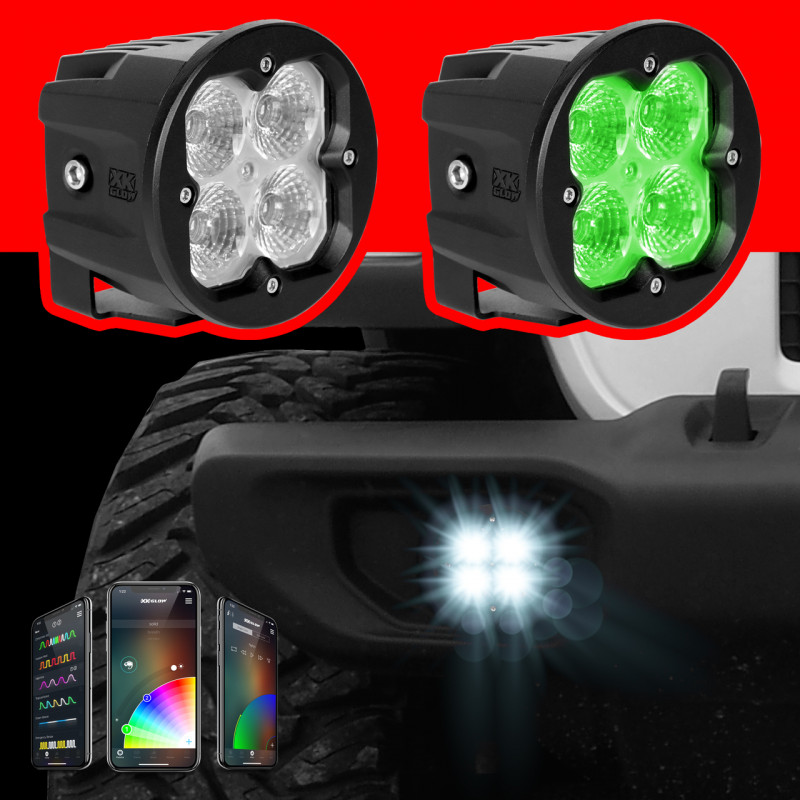 XKGlow XK065003-FO-KIT 2PC Fog Light Mount SAE Cube Light Kit (Fog ...