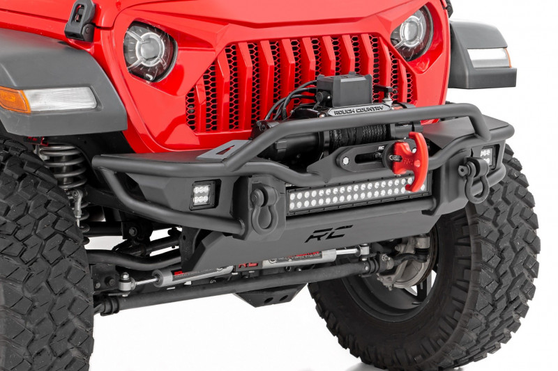 Rough Country 10647-RC Front Winch Bumper | Tubular | Skid Plate (07-18 Jeep Wrangler JK/18-24 ...