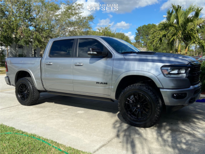 2021 Ram 1500 with 22x10 -13 Fuel Rebel and 285/55R22 Mickey Thompson ...