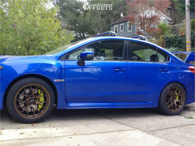 2021 Subaru WRX STI with 18x9.5 38 Apex Ec 7 and 255 40R18 Goodyear Eagle Exhilarate and Stock Custom Offsets
