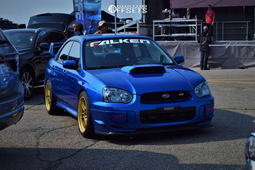 2004 Subaru WRX STI with 18x9.5 38 Enkei RPF1 and 265/45R18 Falken ...