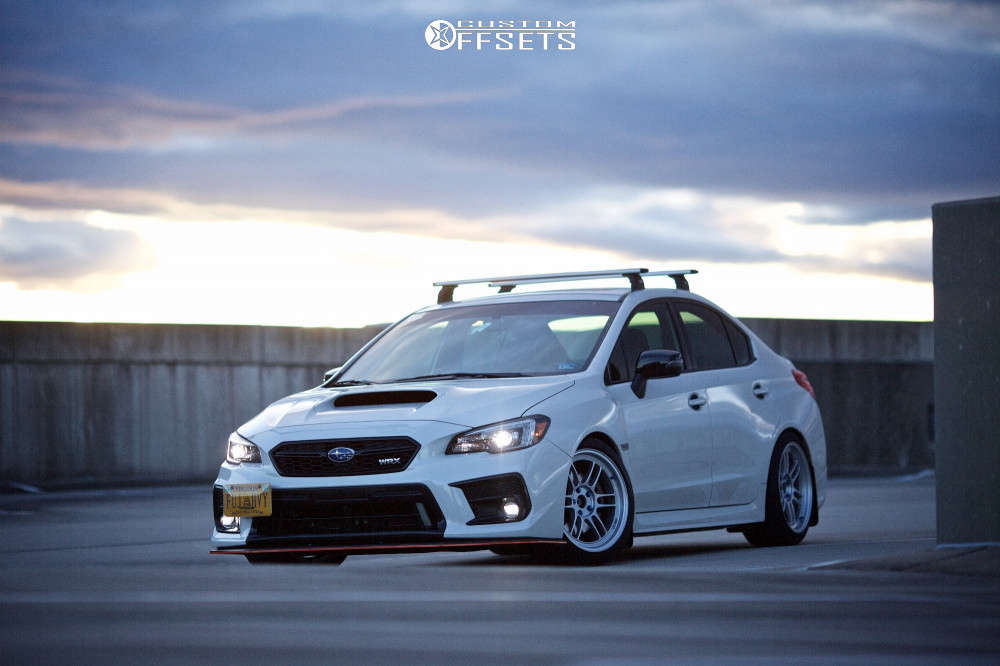 2018 Subaru WRX with 18x9.5 38 Enkei RPF1 and 245/40R18 Dunlop Sp Sport Maxx and Coilovers ...