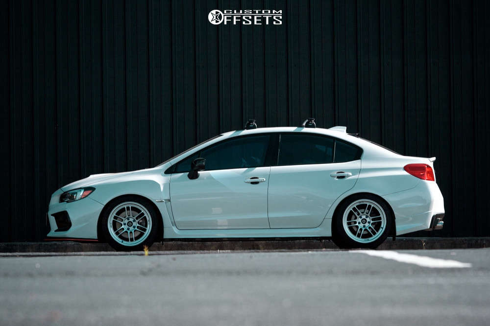 2018 Subaru WRX with 18x9.5 38 Enkei RPF1 and 245/40R18 Dunlop Sp Sport ...