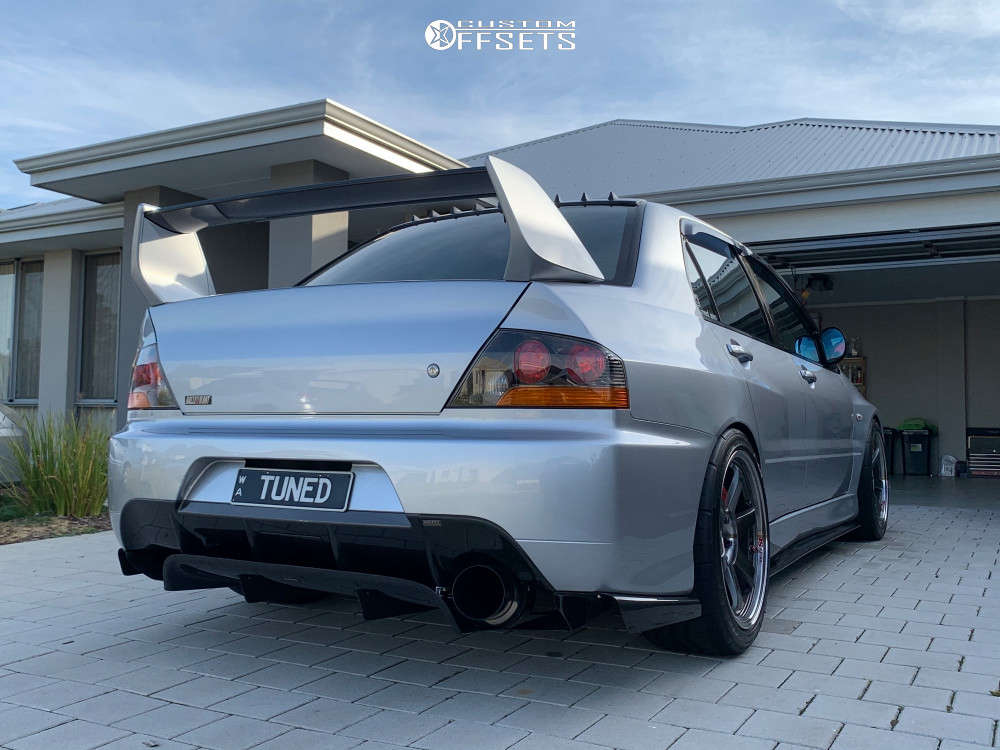 2006 Mitsubishi Lancer with 18x9.5 22 Volk Te37sl and 265/35R18 Falken ...