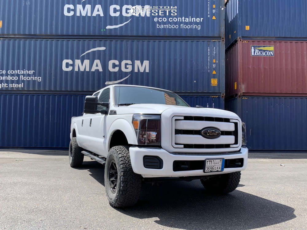 2016 Ford F-350 Super Duty with 17x9 -12 Helo He909 and 35/12.5R17 BFGoodrich All Terrain Ta Ko2 ...