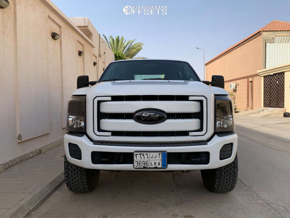 2016 Ford F-350 Super Duty with 17x9 -12 Helo He909 and 35/12.5R17 BFGoodrich All Terrain Ta Ko2 ...