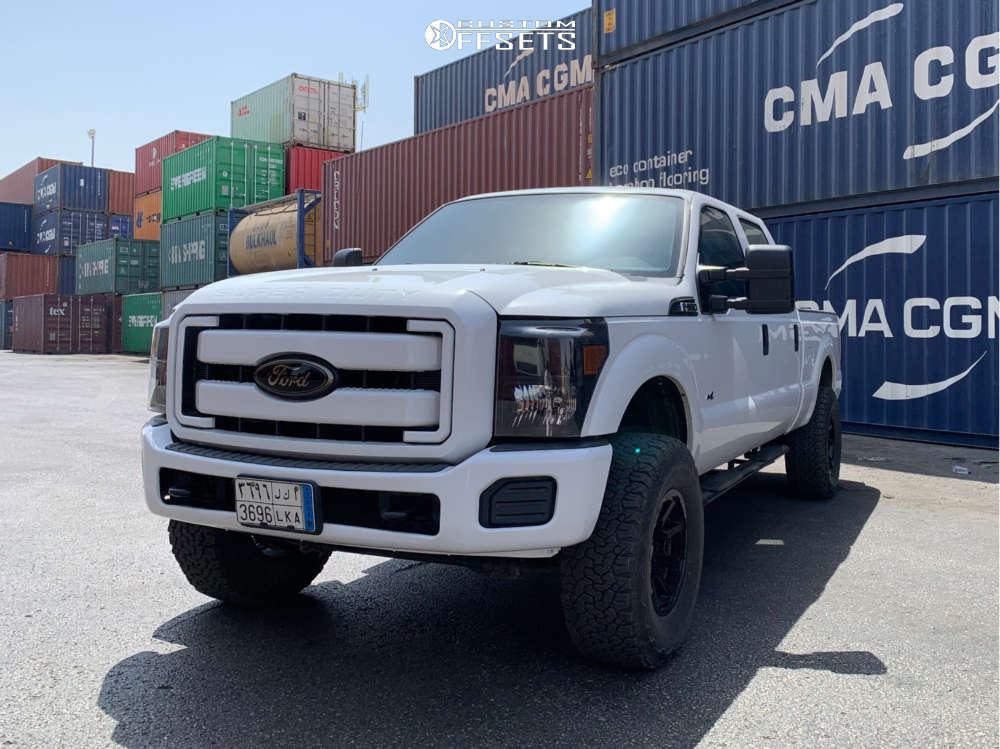 2016 Ford F-350 Super Duty with 17x9 -12 Helo He909 and 35/12.5R17 BFGoodrich All Terrain Ta Ko2 ...