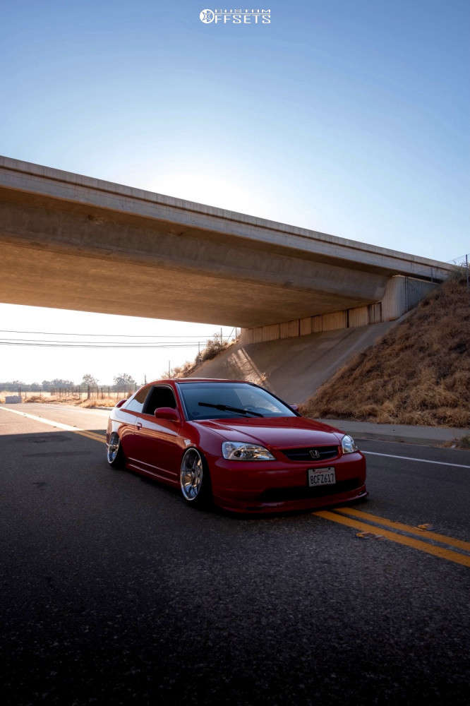 2001 Honda Civic with 17x9.5 2 Weds Kranze Rapier and 205/40R17 Ironman ...