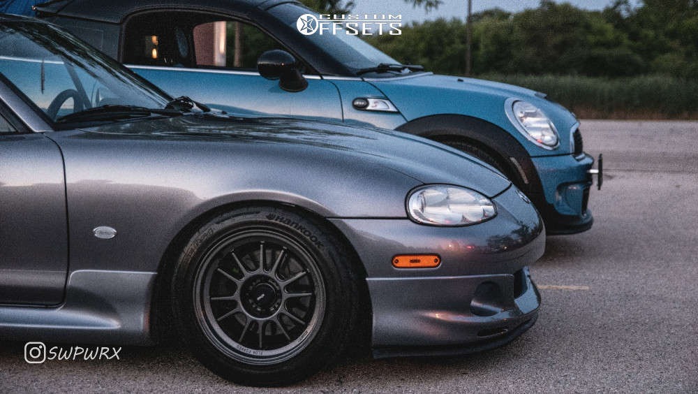 2003 Mazda Miata with 15x8.5 25 Konig Hypergram and 225/45R15 Hankook ...