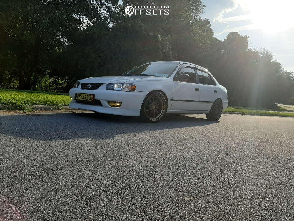 2002 Toyota Corolla with 17x8 35 AVID1 AV56 and 205/40R17 Delinte Dh2 ...