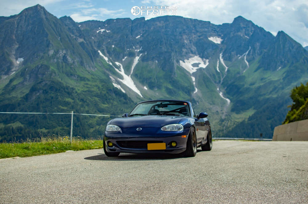 2001 Mazda MX-5 Miata with 15x7 20 Rota Grid V and 195/50R15 Falken ...