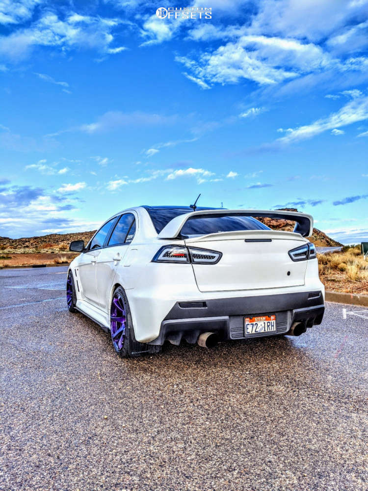 2014 Mitsubishi Lancer with 18x10 25 Cosmis Racing Mr7 and 265/35R18 ...