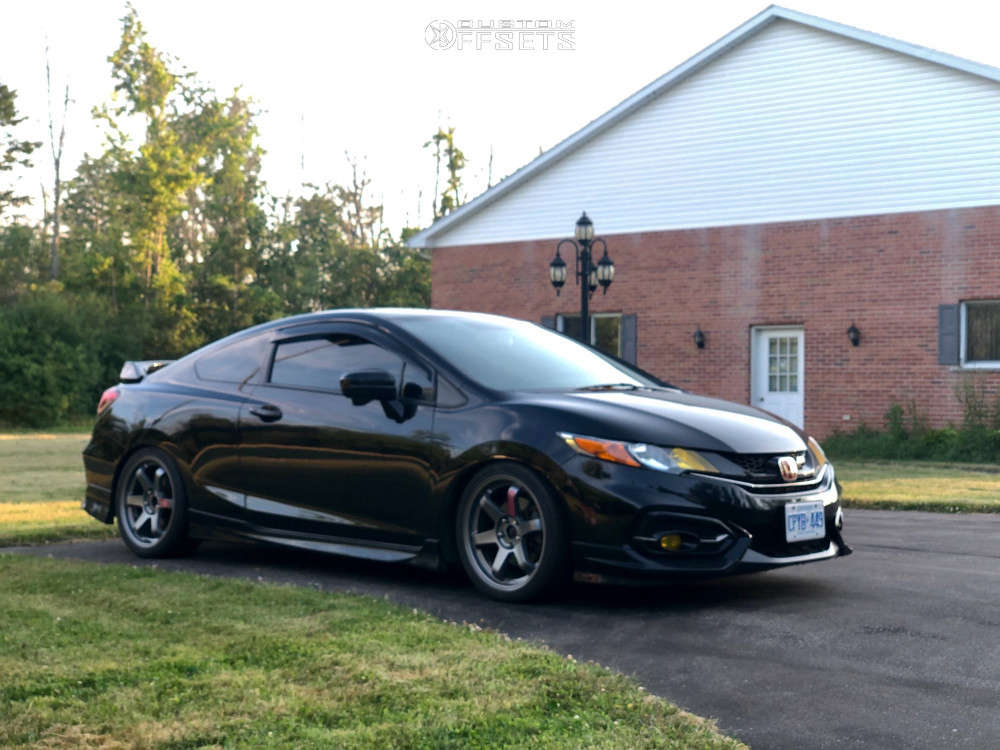 2015 Honda Civic with 18x8 45 Volk Te37 and 225/40R18 Firestone Firehawk Indy 500 and Lowering ...