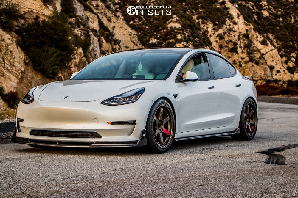 2020 Tesla 3 with 19x9.5 22 Volk Te37sl and 265/35R19 Federal Evoluzion ...
