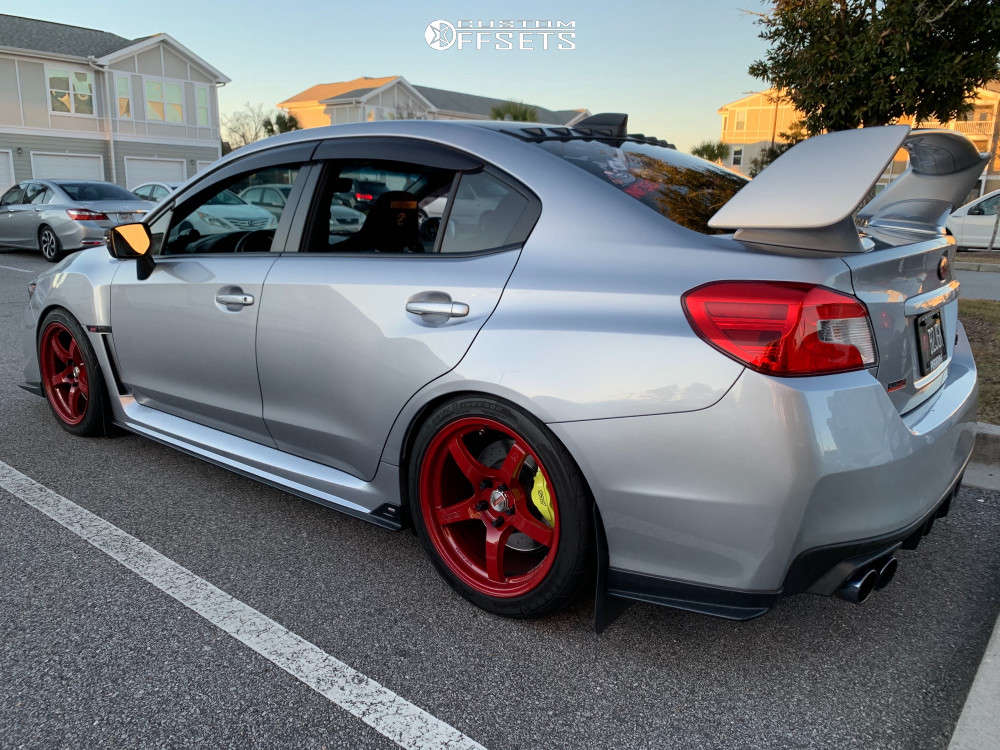 2018 Subaru WRX STI with 18x9.5 38 Rays Engineering 57cr and 255/40R18 ...