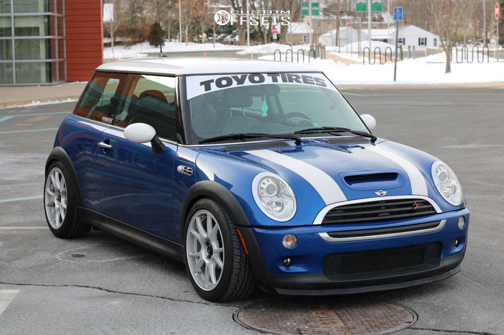 2006 Mini Cooper with 17x8 45 Konig Freeform and 215 45R17 Toyo Tires Extensa Hp Ii and Coilovers Custom Offsets