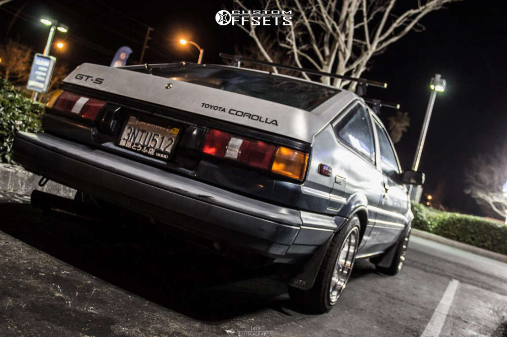 1985 Toyota Corolla with 15x8 F1R F01 and 195/50R15 Hankook Ventus V2 ...