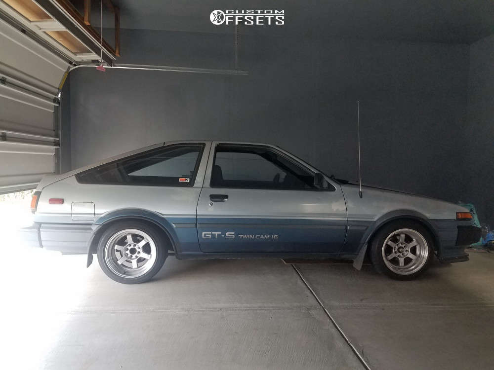 1985 Toyota Corolla with 15x8 F1R F01 and 195/50R15 Hankook Ventus V2 ...