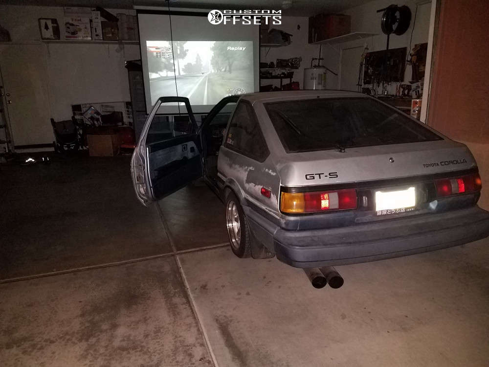 1985 Toyota Corolla with 15x8 F1R F01 and 195/50R15 Hankook Ventus V2 ...