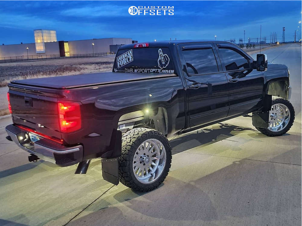 2017 Chevrolet Silverado 1500 with 22x10 -25 American Force Atom Ss and 33/12.5R22 Kenda Klever ...
