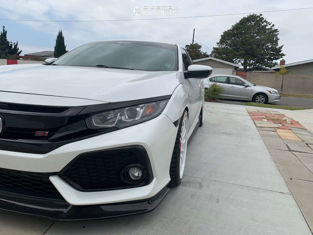 2017 Honda Civic with 18x9.5 38 Work Emotion 11r and 255/35R18 Hankook ...