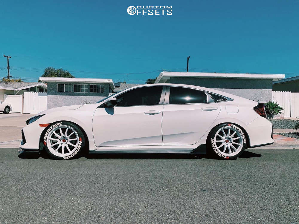 2017 Honda Civic with 18x9.5 38 Work Emotion 11r and 255/35R18 Hankook ...