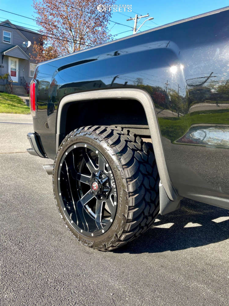 2017 GMC Sierra 1500 with 22x12 -51 Ballistic Rage and 33/12.5R22 AMP Mud Terrain Attack MT A ...